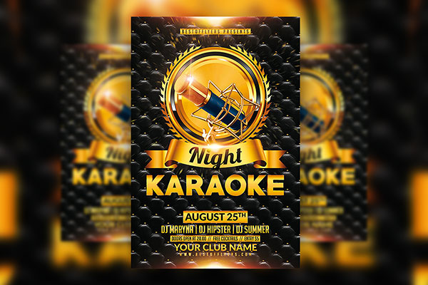 Black and Gold Karaoke Flyer Template Free Download | Resource Boy
