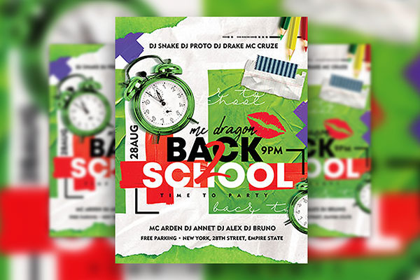 Border Green Back To School Flyer Template Free Download | Resource Boy