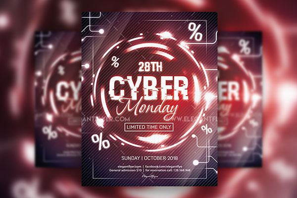 Cyber Circle Border Party Flyer Template and Facebook Cover Free ...