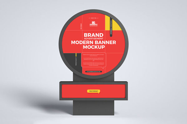 Front View of a Modern Circular Banner Mockup Free Download | Resource Boy