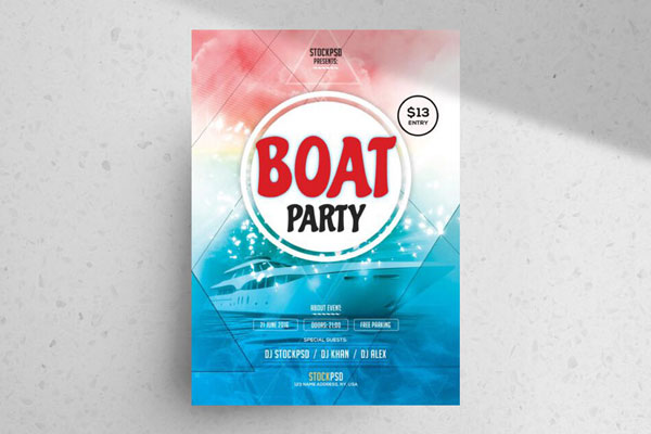 Glitter Nautical Boat Party Flyer Template Free Download | Resource Boy