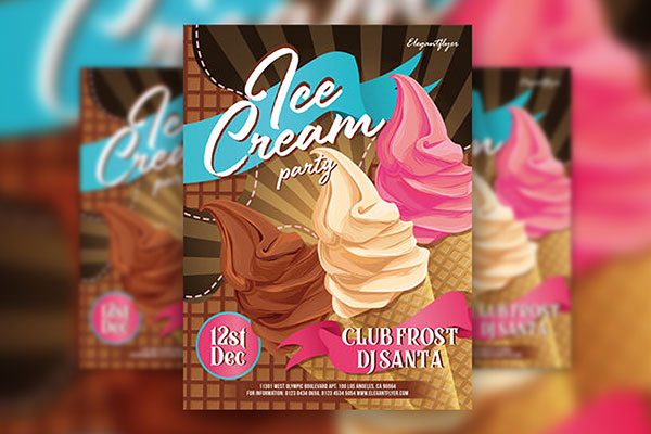 Illustrative Chocolate Ice Cream Party Flyer Template Free Download ...