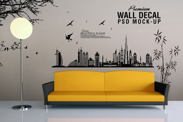 Indoor Wall Sticker Decal Mockup Free Download | Resource Boy