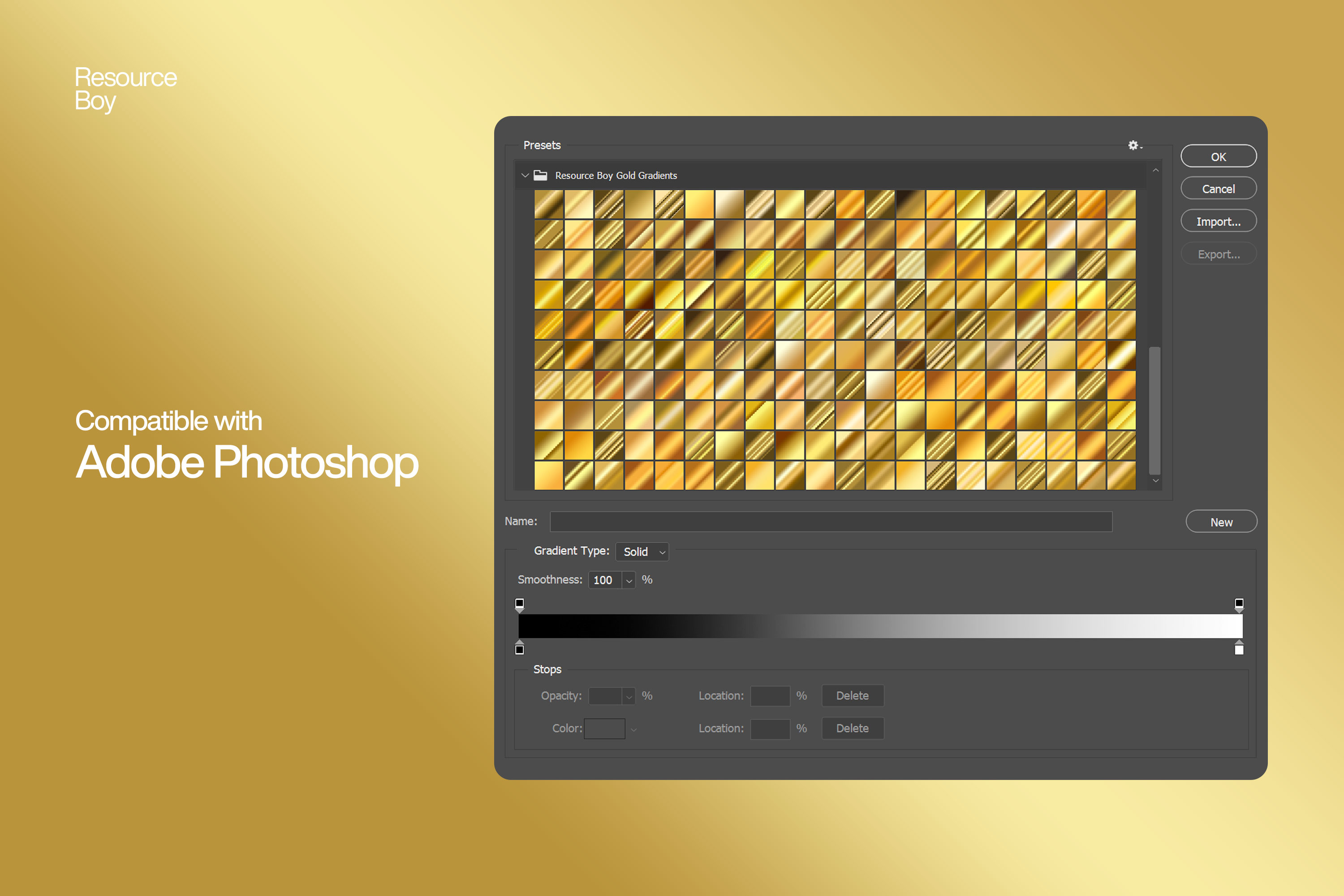 200 Gold Photoshop Gradients FREE Resource Boy