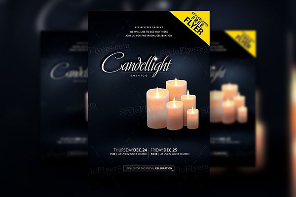 Simple Minimalistic Candlelight Service Flyer Template Free Download ...