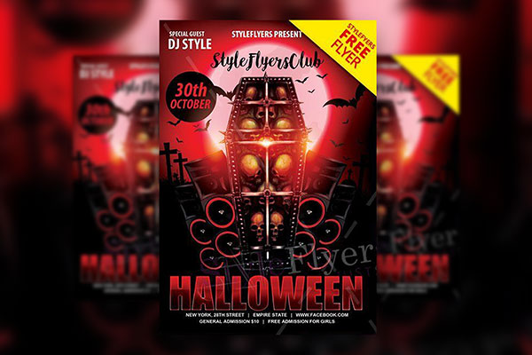 Spooky Halloween Flyer Template with Neon Effects (FREE) - Resource Boy