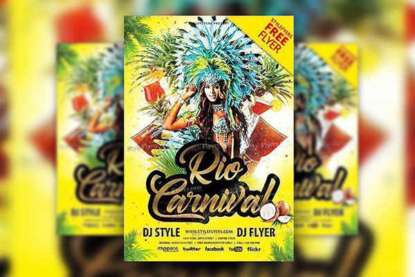 Tropical and Festive Rio Carnival Flyer Template Free Download ...