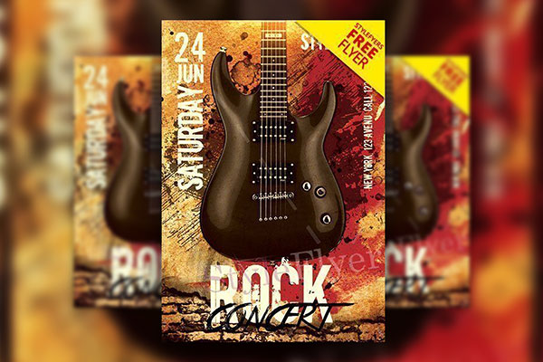 4 Classic Rock Concert Flyers Along with Facebook Cover Templates Free ...