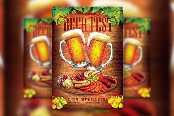 Border Leafy Beer Fest Flyer Template Free Download | Resource Boy