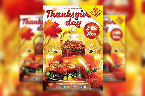 Bright Thanksgiving Day Event Flyer Template Free Download | Resource Boy