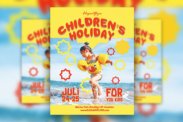 Cheerful Photo Children's Party Flyer and Facebook Cover Template Free ...