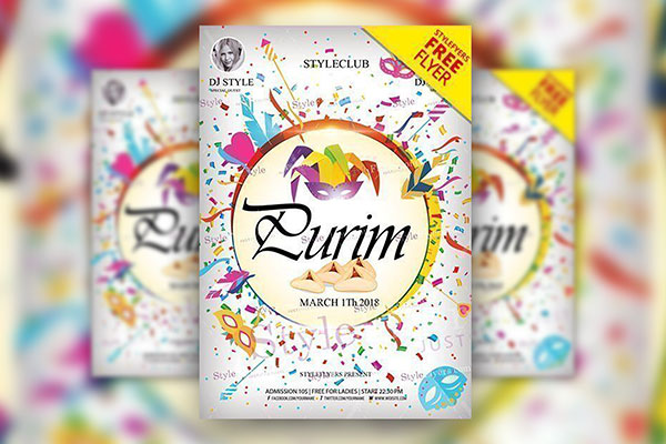 Creative and Cartoon Purim Flyer Template Free Download | Resource Boy