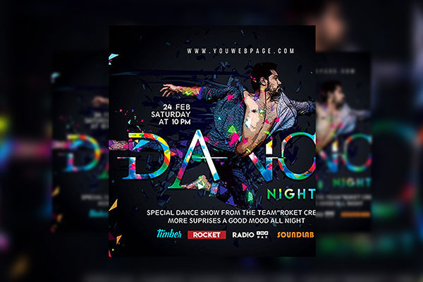 Creative Colorful Border Dance Night Flyer Template Free Download ...