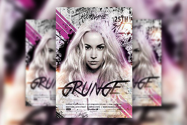 Grunge and Lines Night Club Flyer Template Free Download | Resource Boy