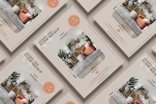 Isometric Branding Grid A4 Flyers Mockup Free Download | Resource Boy