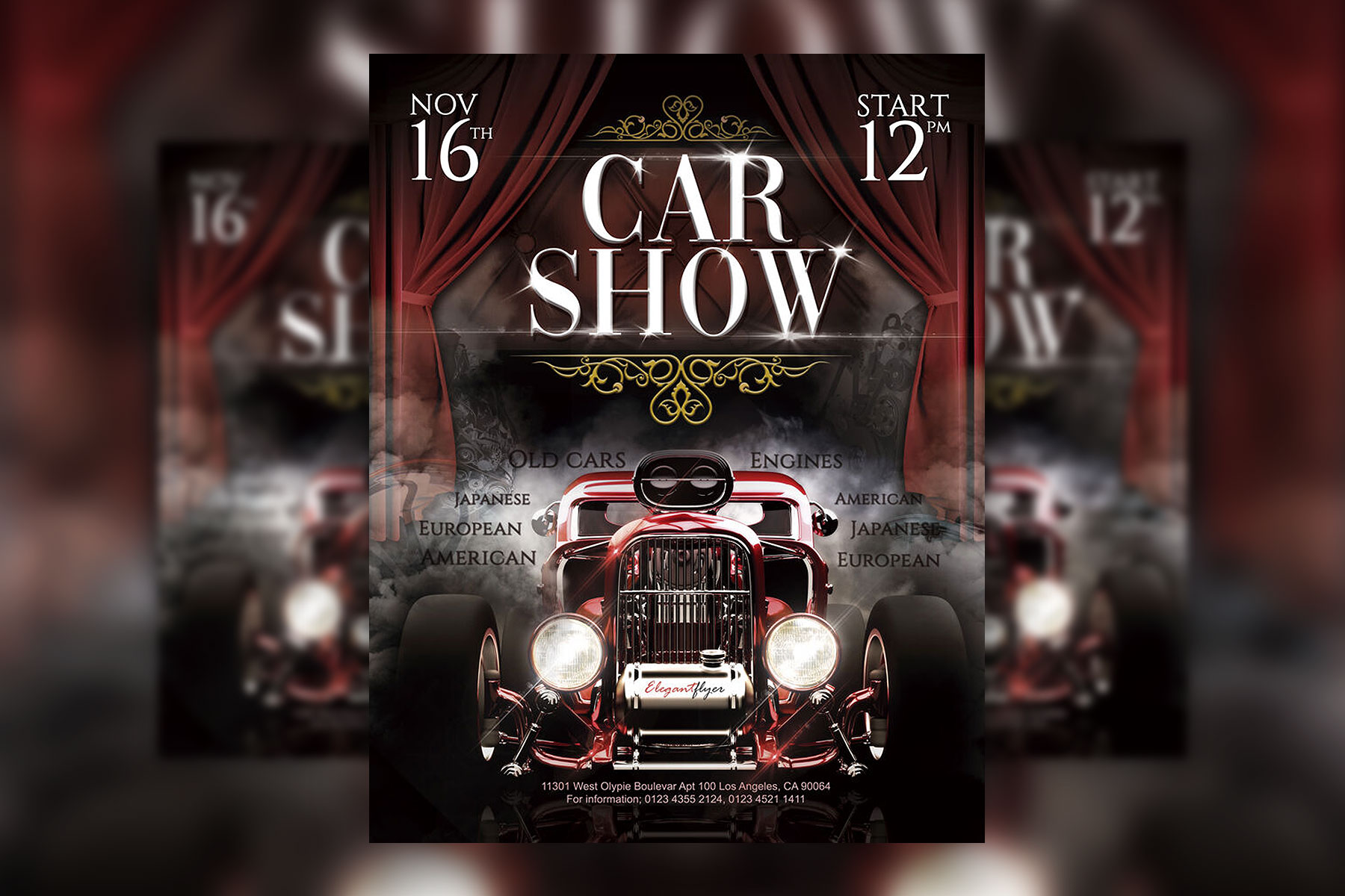 Luxury Elegant Car Show Flyer Template And Facebook Cover FREE 