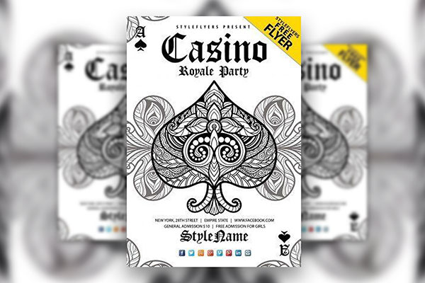 Minimal Ace of Spades Card Casino Royale Party Flyer Template Free ...