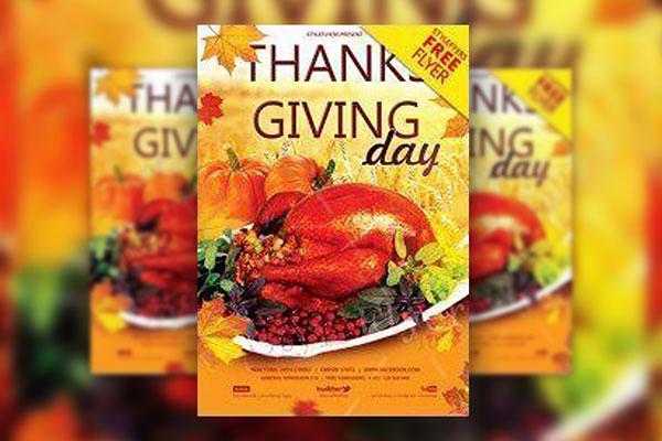 Leafy Orange Thanksgiving Day Flyer Template Free Download | Resource Boy