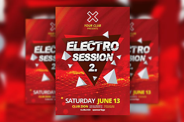 Red, Geometric Night Party Flyer Template Free Download | Resource Boy