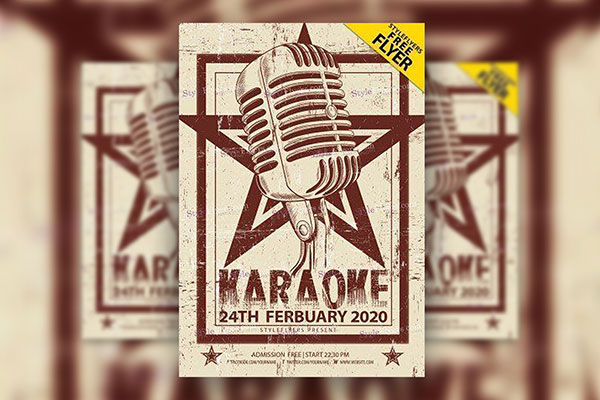 Retro and Border Karaoke Flyer Template Free Download | Resource Boy