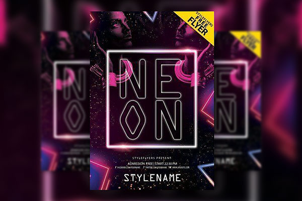 Simple Neon Glitter Event Flyer Template Free Download | Resource Boy
