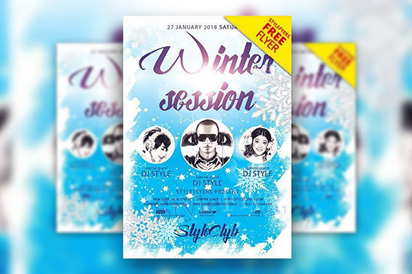 Sparkly Border Winter Party Flyer Template Free Download | Resource Boy
