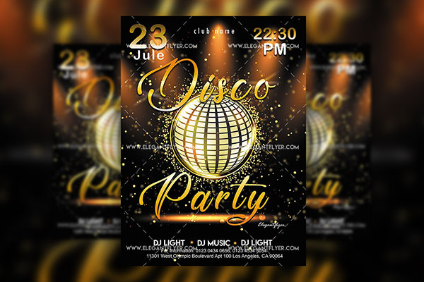 Sparkly Elegant Disco Party Flyer Template Free Download | Resource Boy