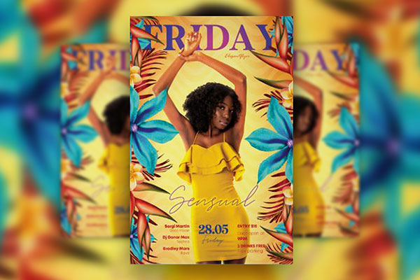 Border Floral Party Poster and Flyer Template Free Download | Resource Boy