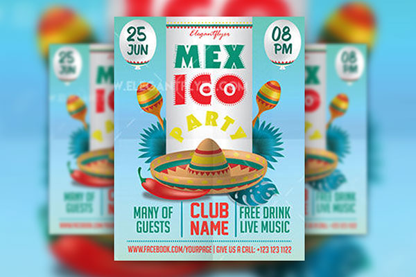 Cartoon and Funky Mexico Party Flyer Template Free Download | Resource Boy