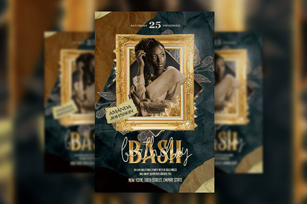 Classy and Frame Birthday Bash Poster Template Free Download | Resource Boy