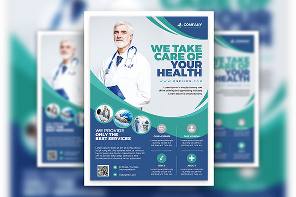 Clean Blue and Green Health Care Services Flyer Template Free Download ...