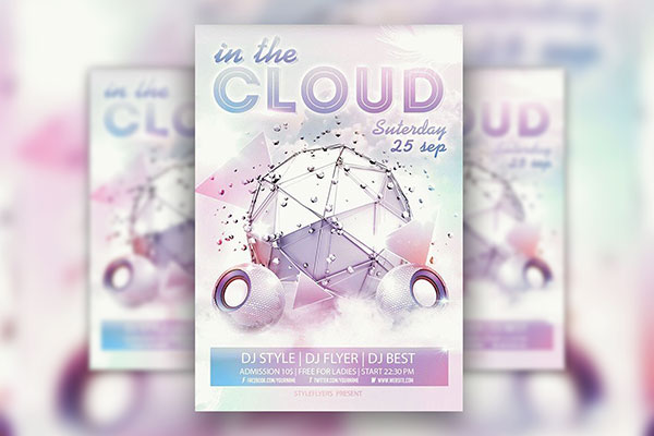 Clean in the Cloud Party Event Flyer Template Free Download | Resource Boy