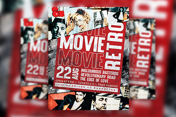 Grid Retro Movie Flyer Template Free Download | Resource Boy