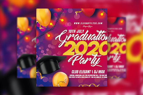 Glitter Pink Graduation Party Flyer Template Free Download | Resource Boy