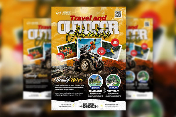 Modern Photo Traveling and Outdoor Adventure Flyer Template Free ...