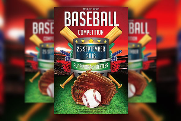 Modern Stadium Baseball Competition Flyer Template Free Download ...