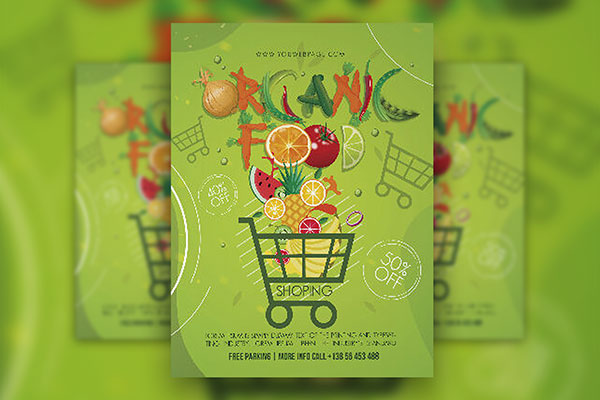 Organic and Cartoon Food Shop Flyer Template Free Download | Resource Boy