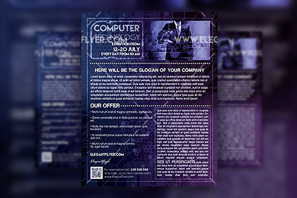 Purple, Thematic, Modern Computer Technology Business Flyer and ...