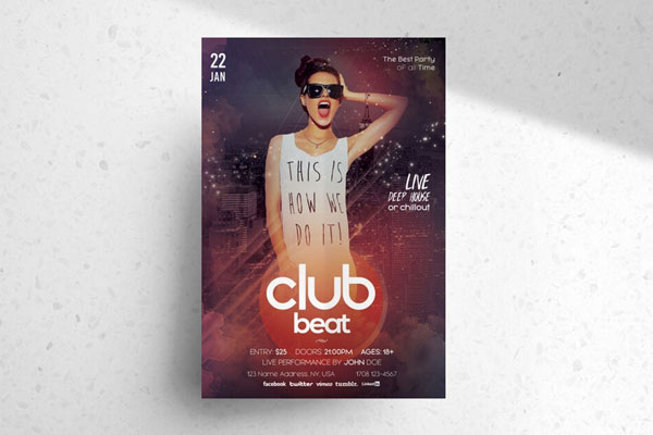 Urban Glitter Beat Club Flyer Template Free Download | Resource Boy