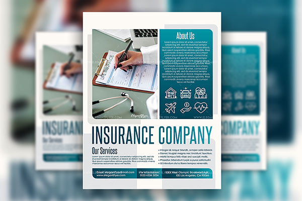 White, Blue, Modern Insurance Company Flyer Template Free Download ...