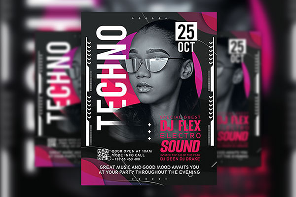 Abstract Techno Party Flyer Template Free Download | Resource Boy
