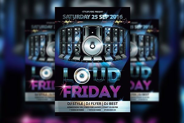 Bold Modern Sparkly Friday Party Flyer Template Free Download ...