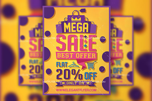 Border Colorful Happy Sales Flyer Template and Facebook Cover with ...