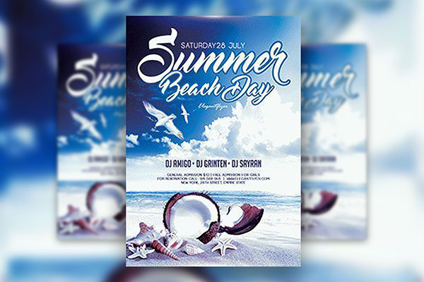 Bright Summer Beach Day Flyer Template and Facebook Cover Free Download ...