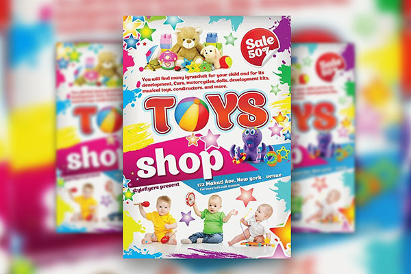 Colorful Color-Splash Toys Shop Flyer Template Free Download | Resource Boy