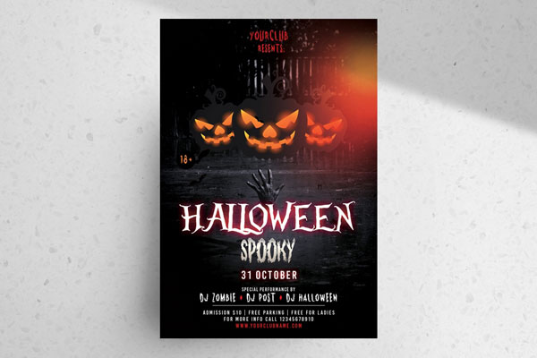Horror Halloween Flyer Template Featuring Falling Skulls Free Download ...