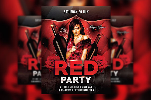 Elegant Wine Bottle Red Party Flyer and Facebook Cover Template Free ...