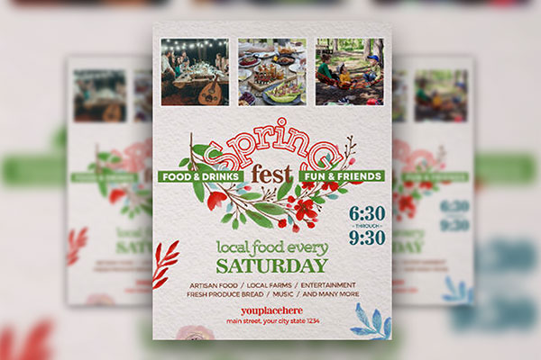 Floral Spring Party Flyer Template Free Download | Resource Boy