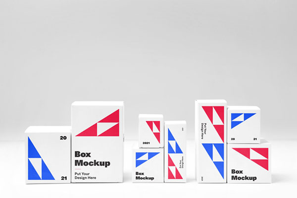 Front View of Box Set in Different Shapes and Sizes Mockup Free ...