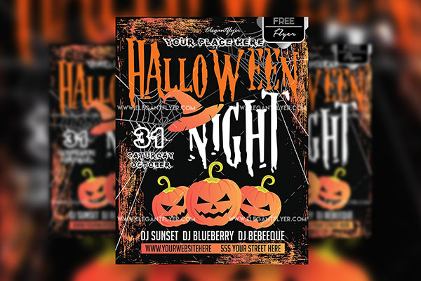 Illustrated Spooky Halloween Flyer and Facebook Cover Template Free ...